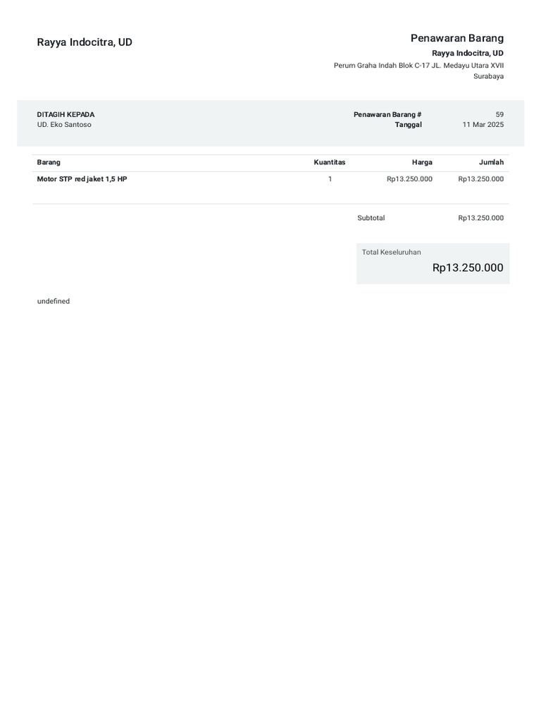 Penawaran STP Red Jacket | PDF