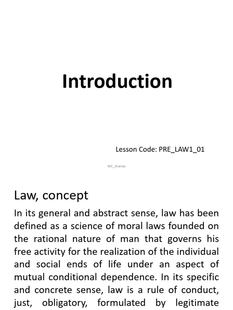 PRE LAW1 01 Introduction | PDF | Natural Law | Government