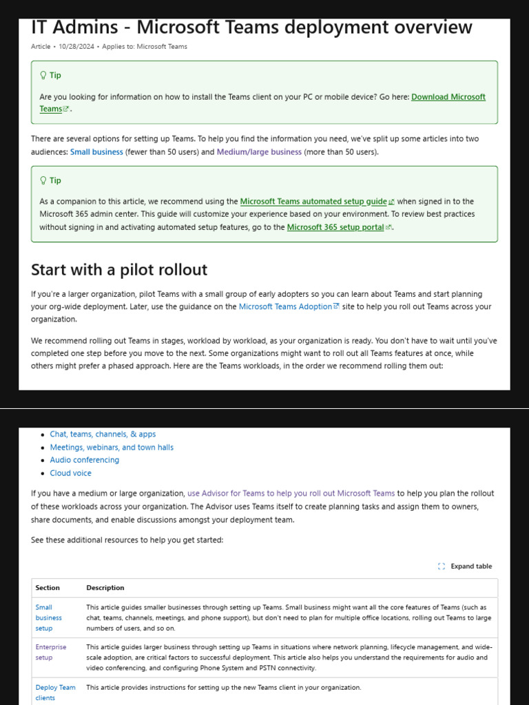Microsoft Teams Deployment Overview for IT Admins | PDF | Public ...