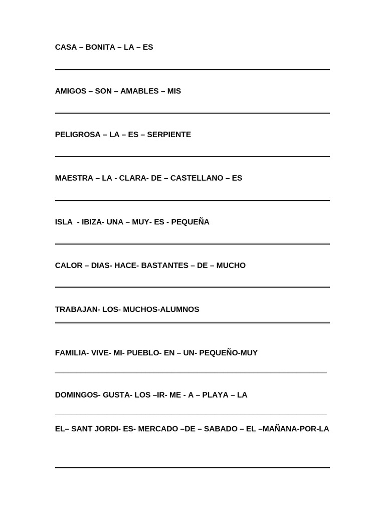 Ejercicio Formar Frases | PDF