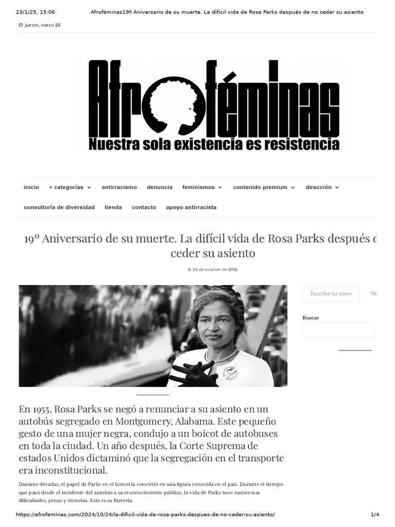 Vida y legado de Rosa Parks tras el boicot | PDF | Rosa Parks | Martin ...