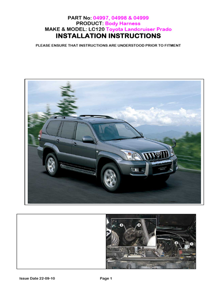 Toyota Prado Body Harness Installation | PDF | Electrical Connector ...