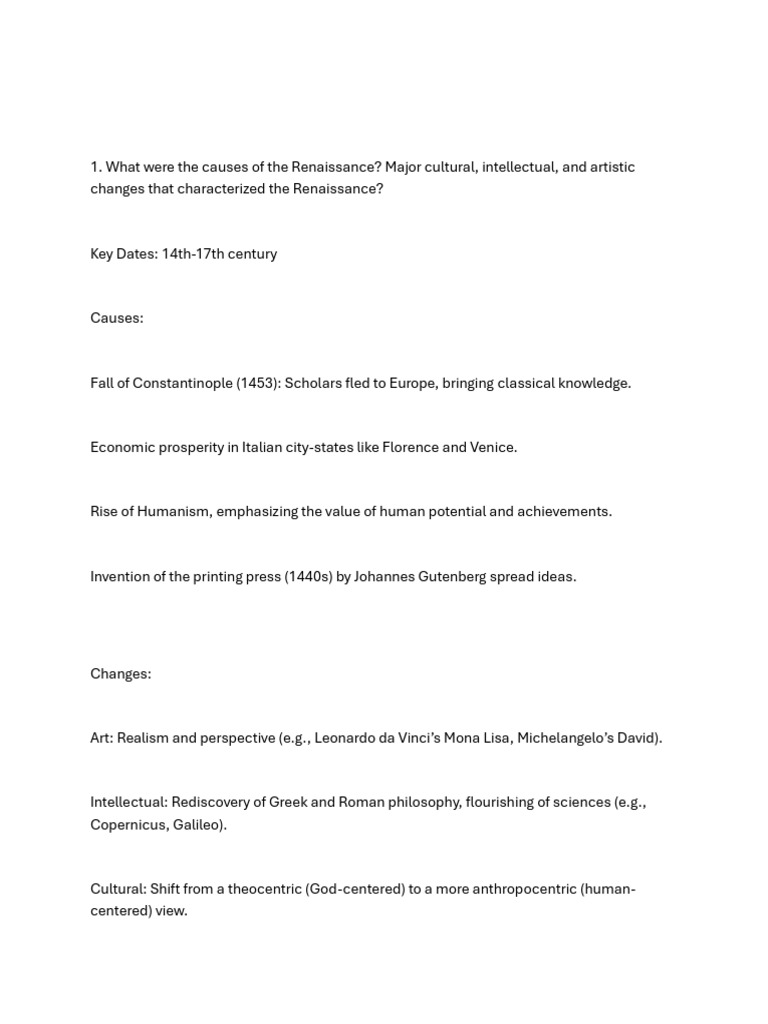 206 Key Information | PDF | Renaissance | Age Of Enlightenment