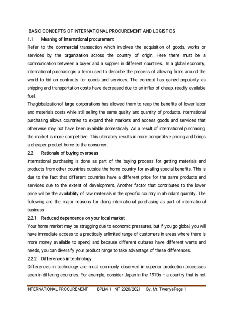 International Procurement | PDF