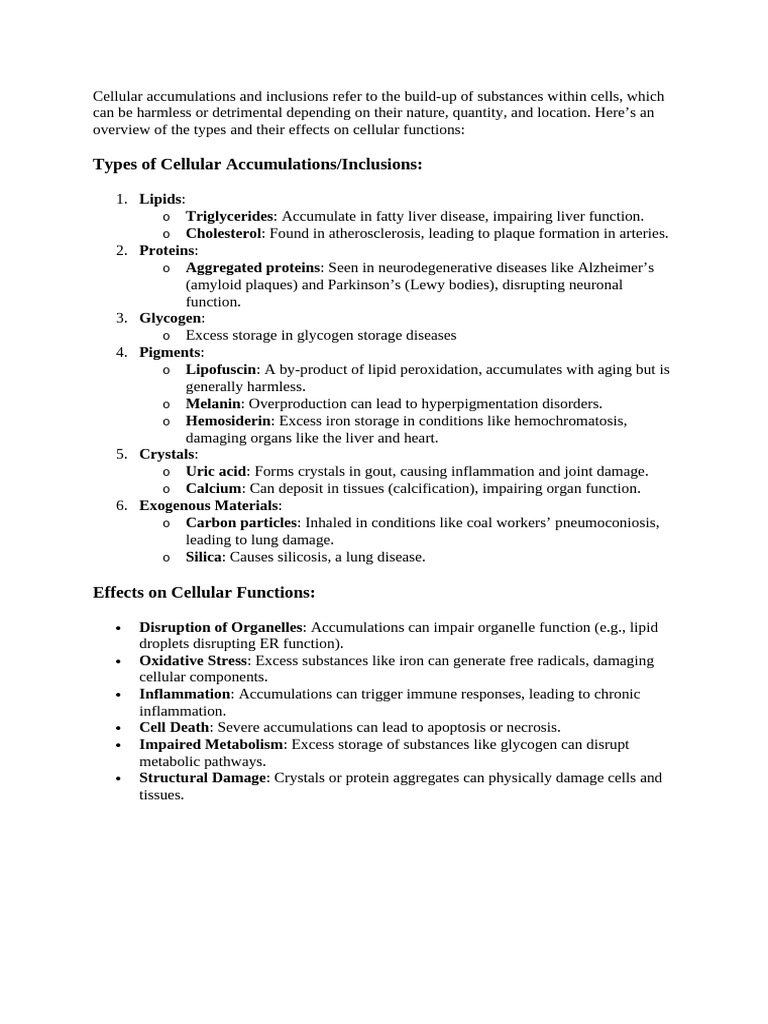 Cellular Accumulations and Inclusions | PDF