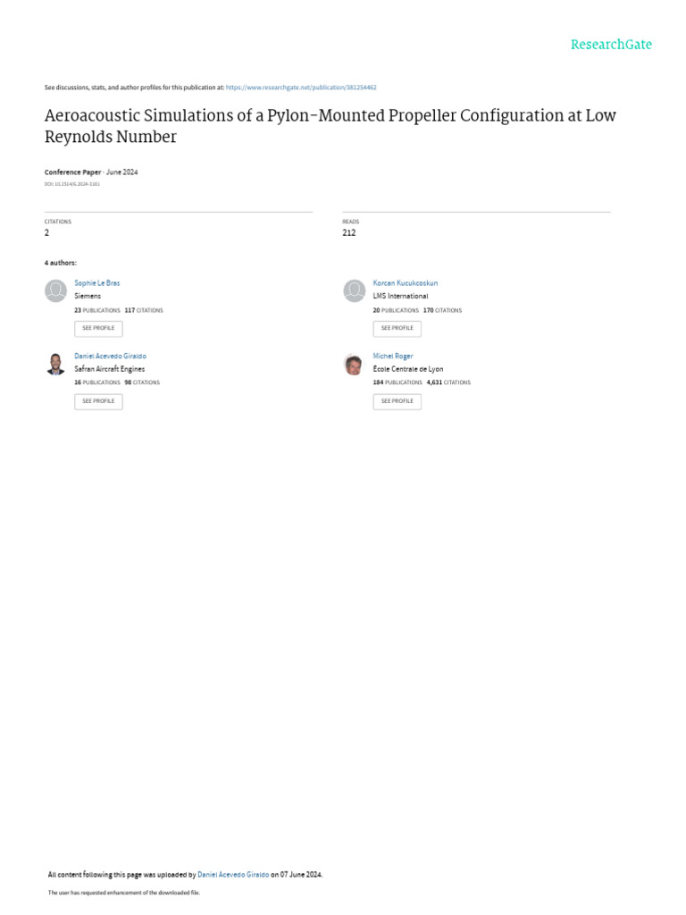 Aeroacoustic Simulations of A Pylon-Mounted Propeller Configuration at Low Reynolds Number | PDF ...