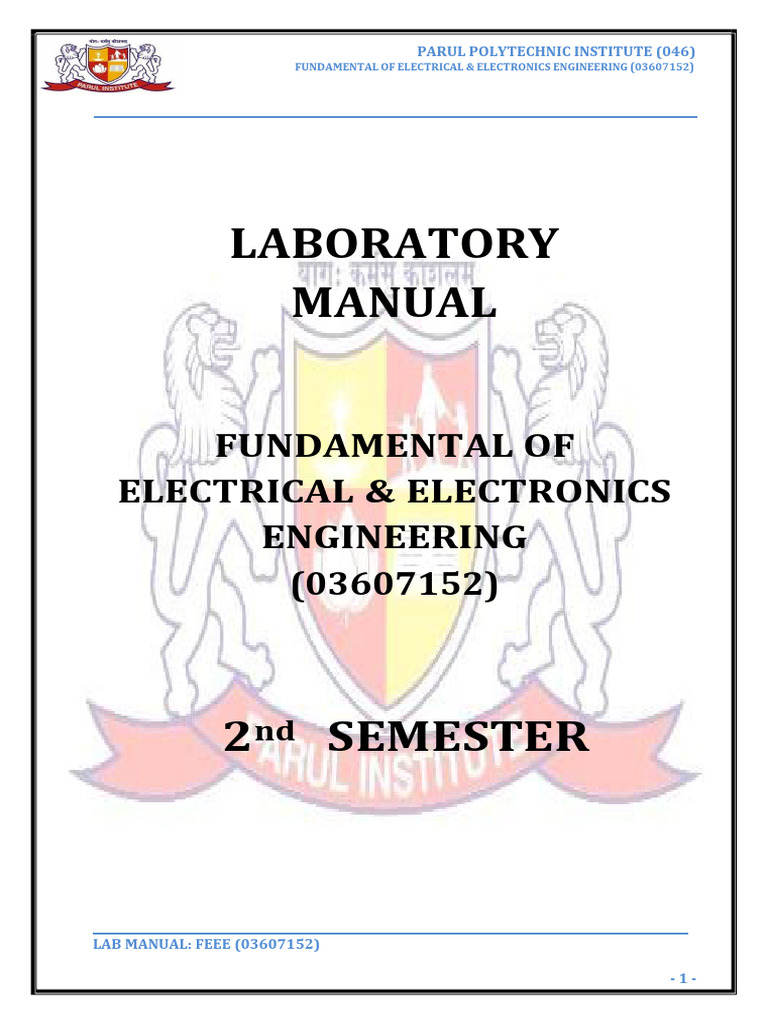 Electrical & Electronics Lab Manual | PDF | P–N Junction | Diode