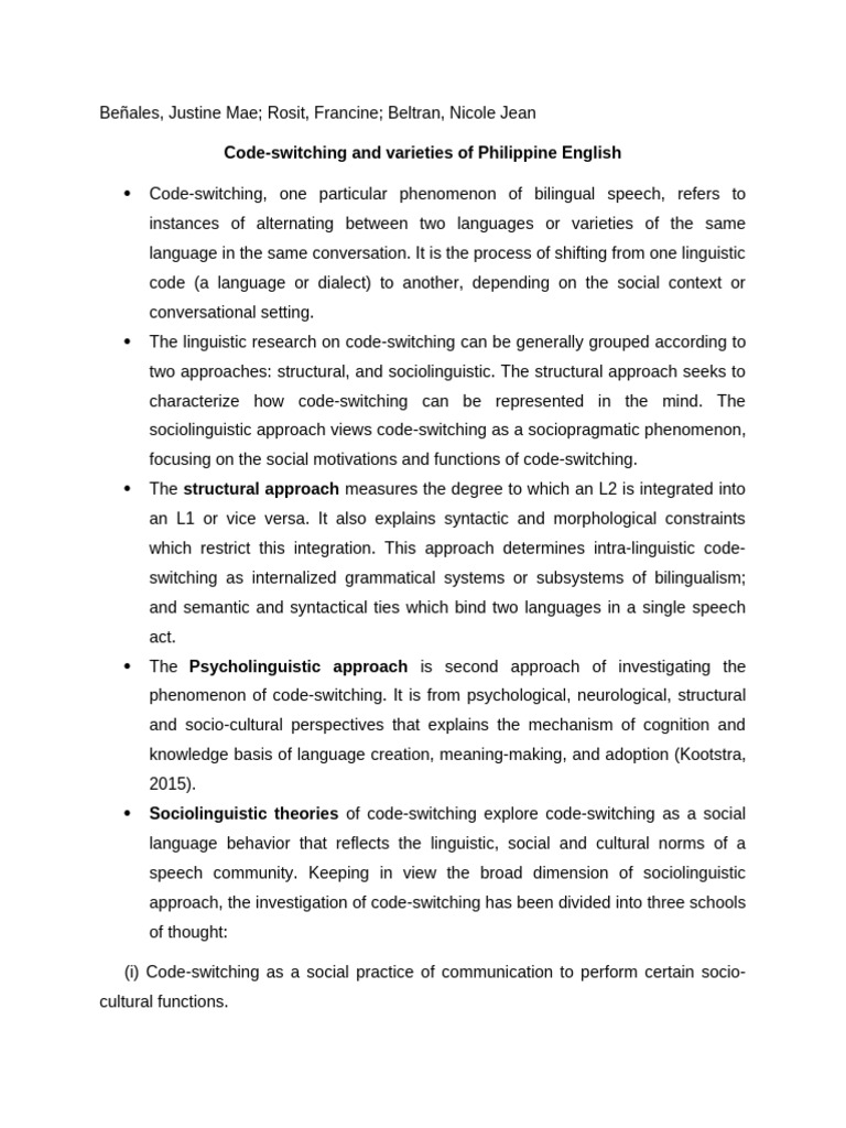 Code Switching and Varieties of Philipine English 2 | PDF ...