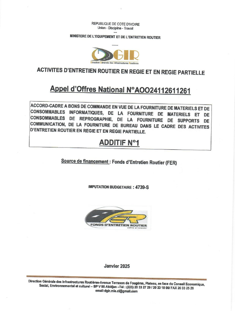 Additif 1 Corrige Accord Cadre Dgir | PDF