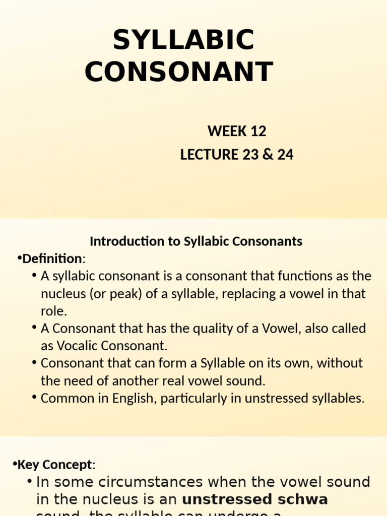 Understanding Syllabic Consonants | PDF | Consonant | Syllable