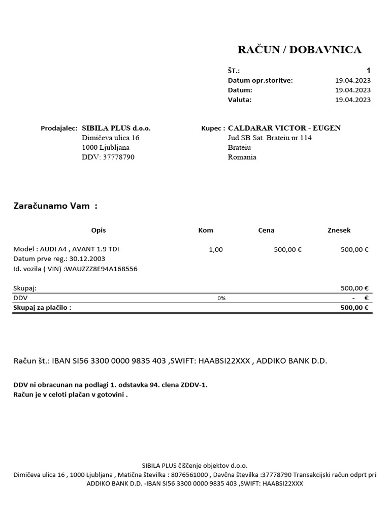 Racun Za 23 Audu A4 | PDF