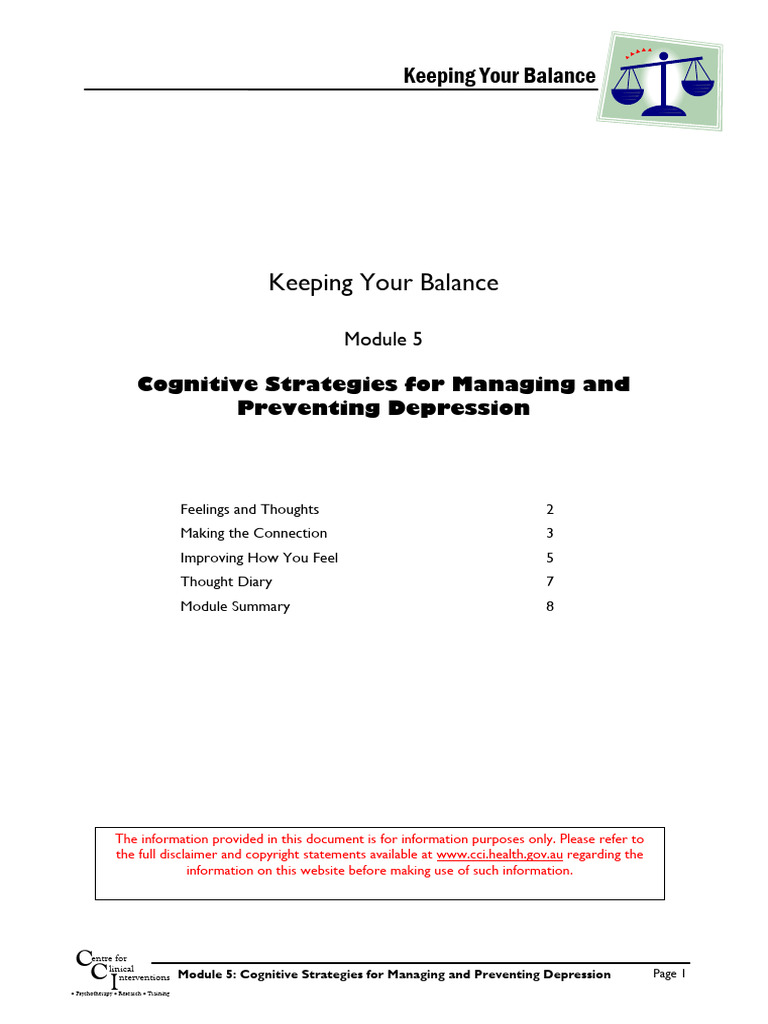Keeping Your Balance - 05 - Cognitive Strategies For Depression | PDF ...