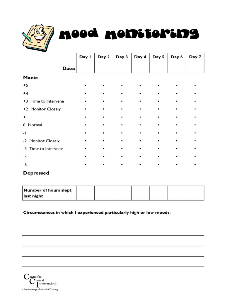 Bipolar Worksheet - 06 - Mood Monitoring | PDF