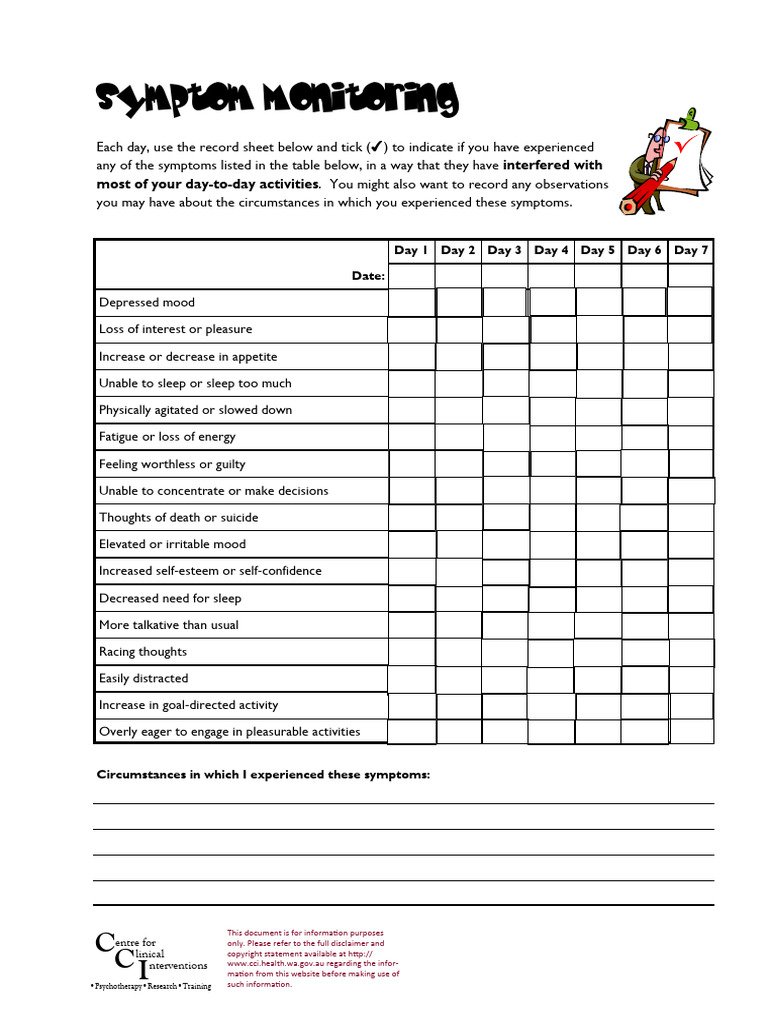 Bipolar Worksheet - 07 - Symptom Monitoring | PDF