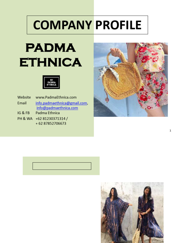 Padma Ethnica - Company Profile | PDF | Clothing | Textiles