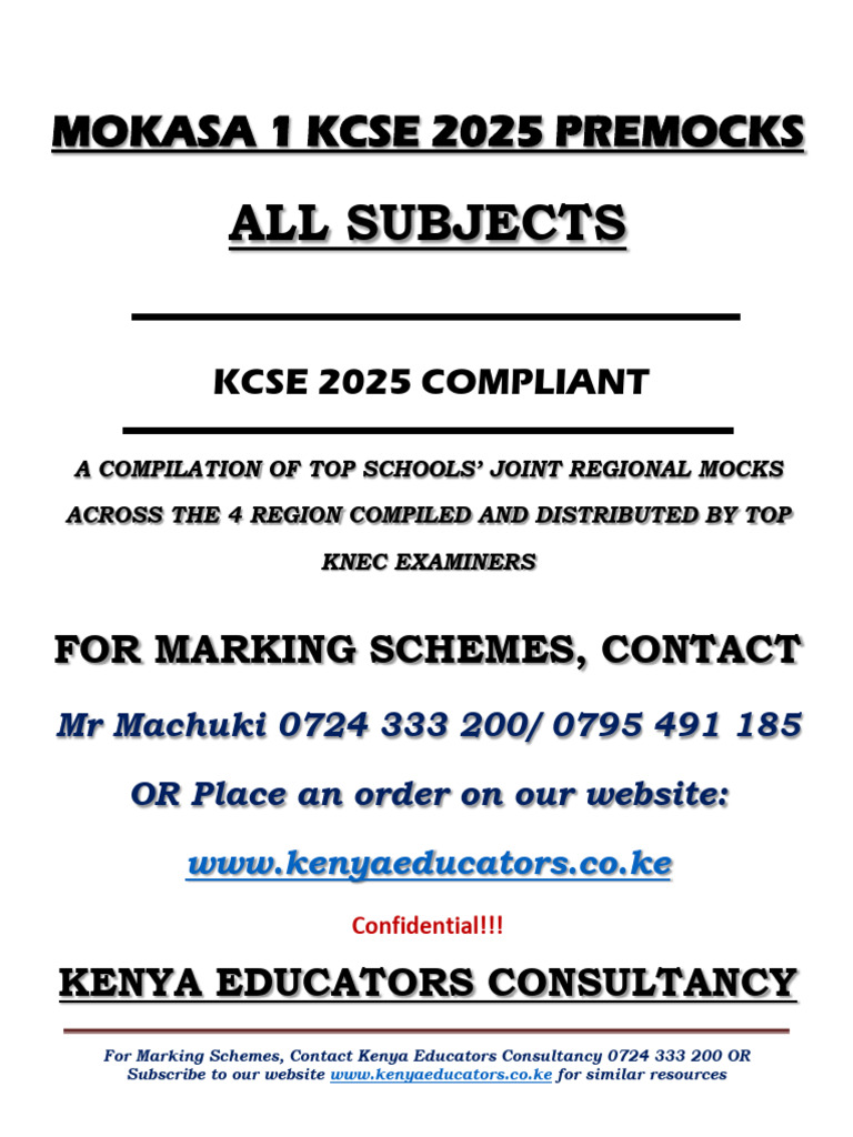 Kcse 2025 Mokasa 1 Premocks | PDF | Biology
