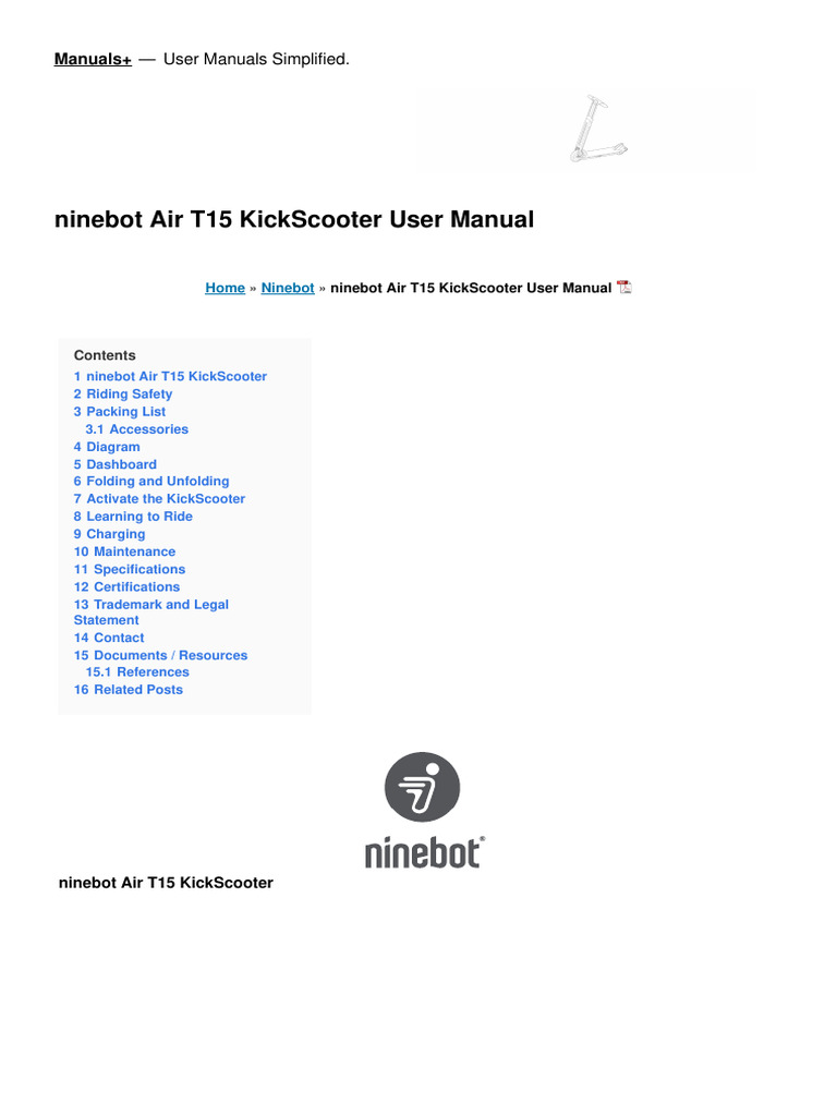 Air t15 Kickscooter Manual | PDF | Brake | Vehicles
