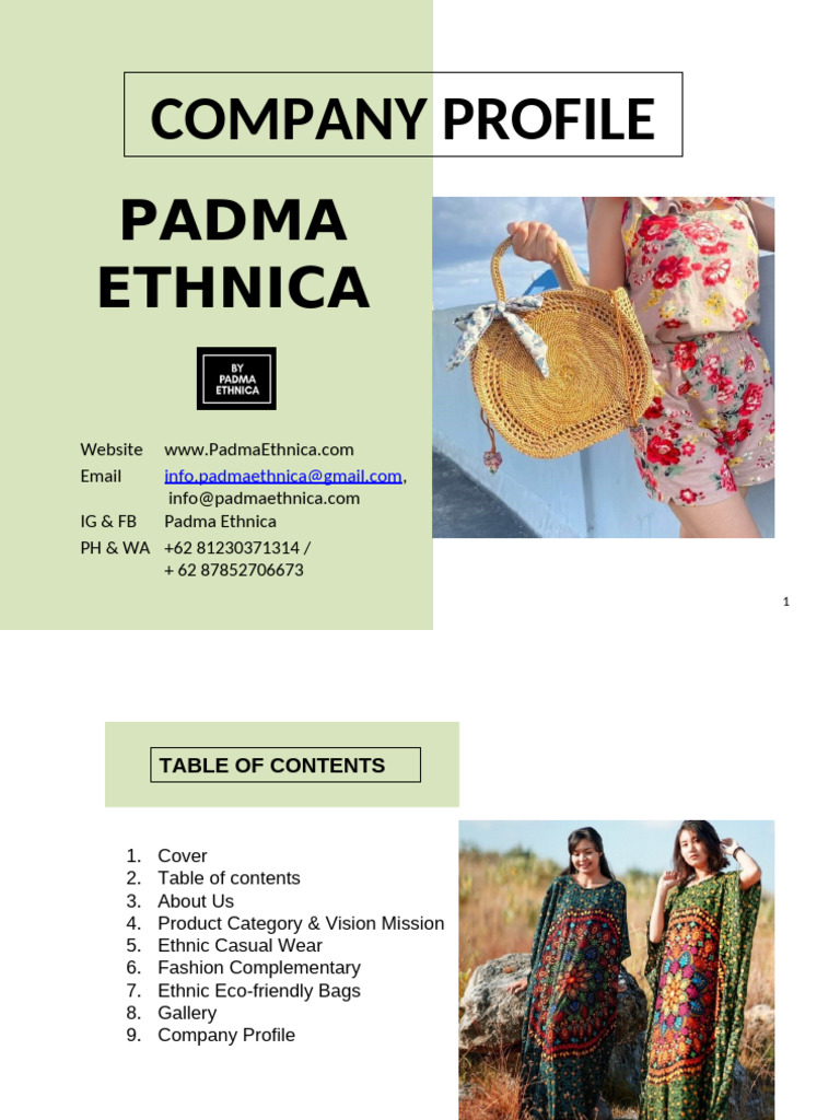 Padma Ethnica - Company Profile | PDF | Clothing | Textiles