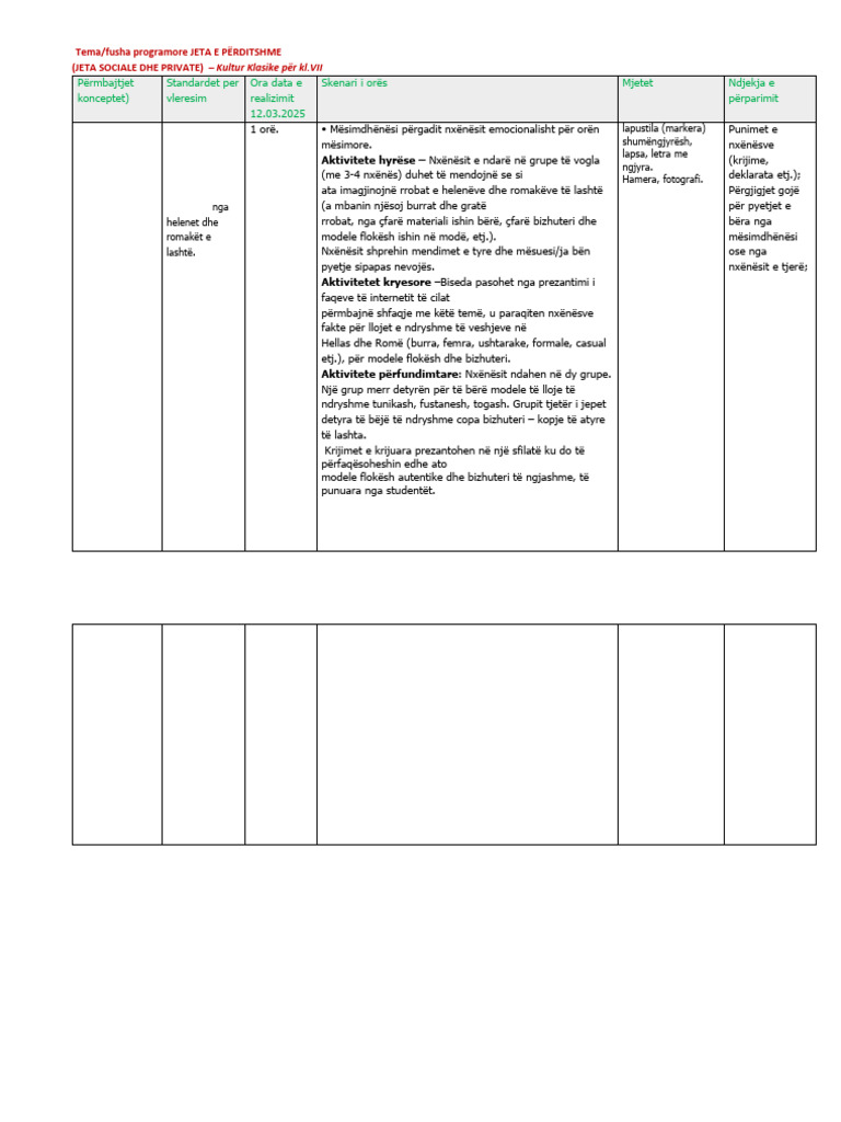 Skenar Ditor Kultur Klasike 12.03 | PDF