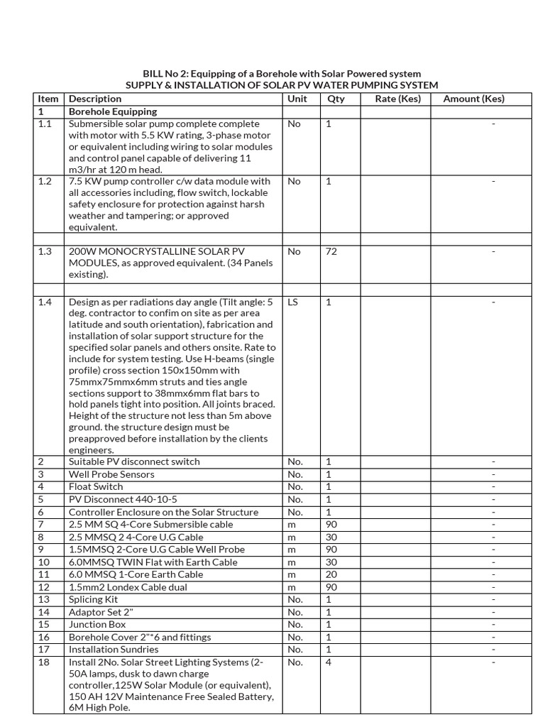 Solar-Powered Borehole Equipment Plan | PDF | Photovoltaic System ...