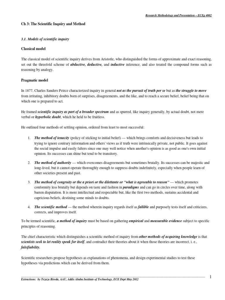 CH 3 The Scientific Inquiry and Method | PDF | Scientific Method ...