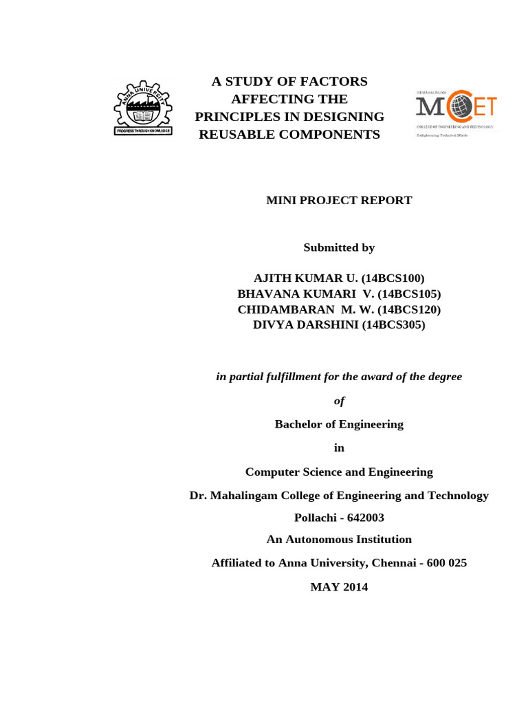 Miniproject Template2014.dot | PDF | Computing