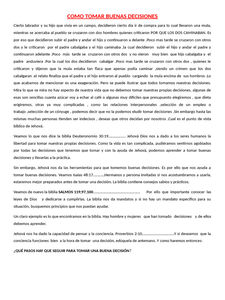 Como Tomar Buenas Decisiones | PDF