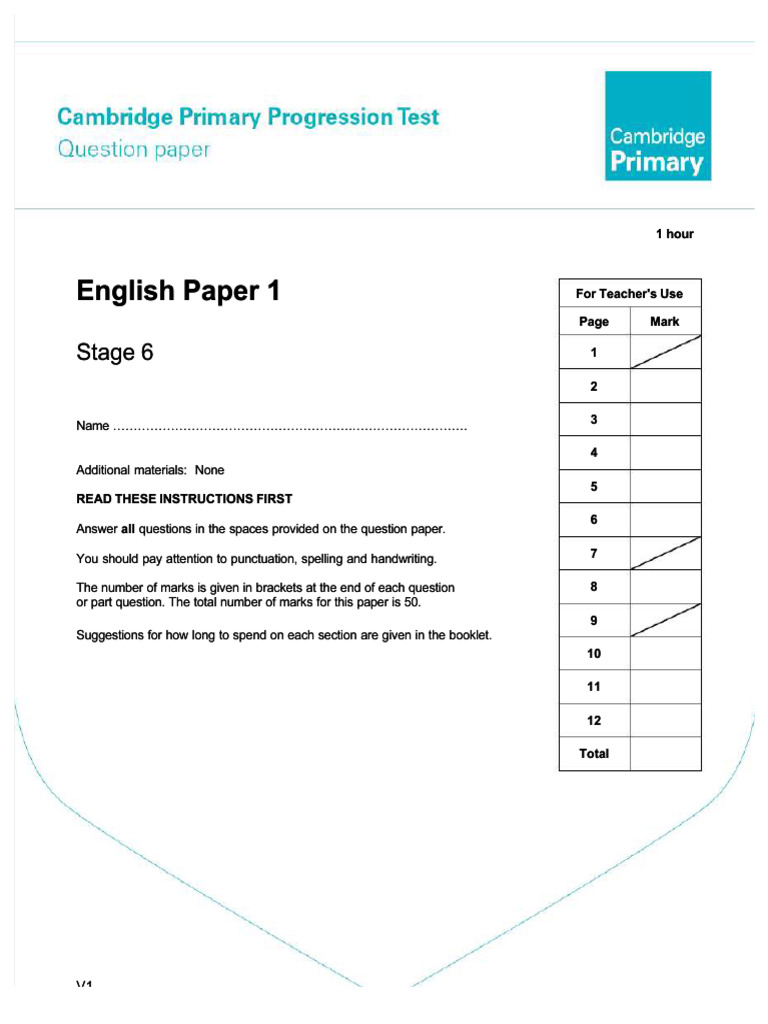 PDF Primary Progression Test Stage 6 English Paper 1pdf - Compress ...