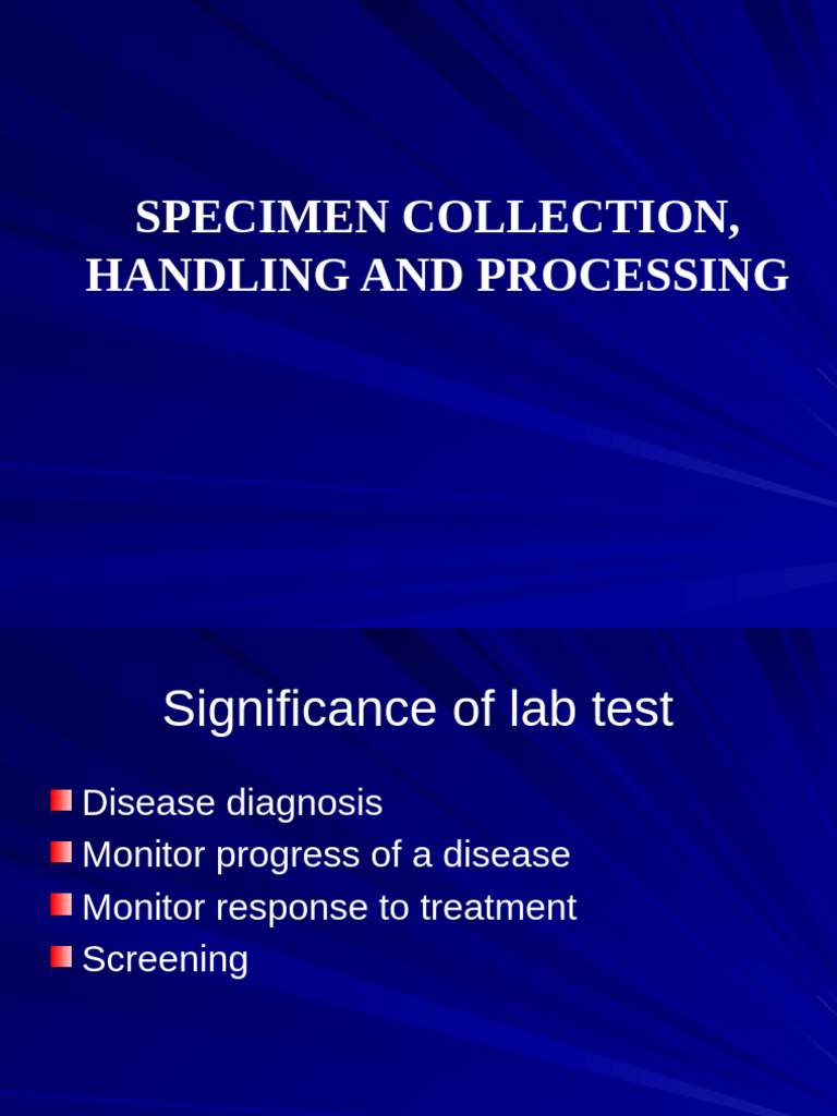 Specimen Collection, Handling and Processing | PDF | Blood Plasma | Blood