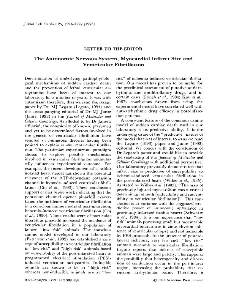 The Automatic Nervous System Myocardial Infar | PDF