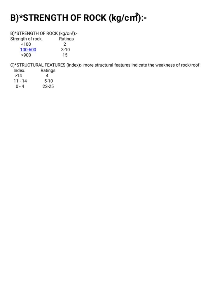 B) - STRENGTH OF ROCK (KG - C ) | PDF