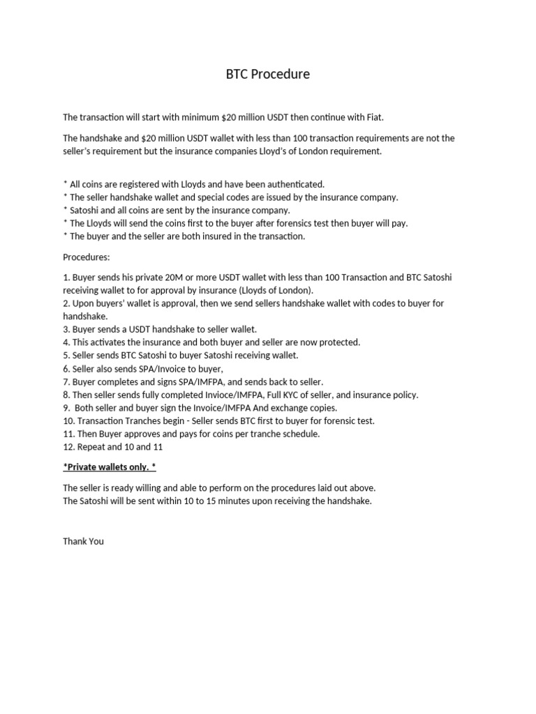 BTC to USDT Transaction Procedure | PDF