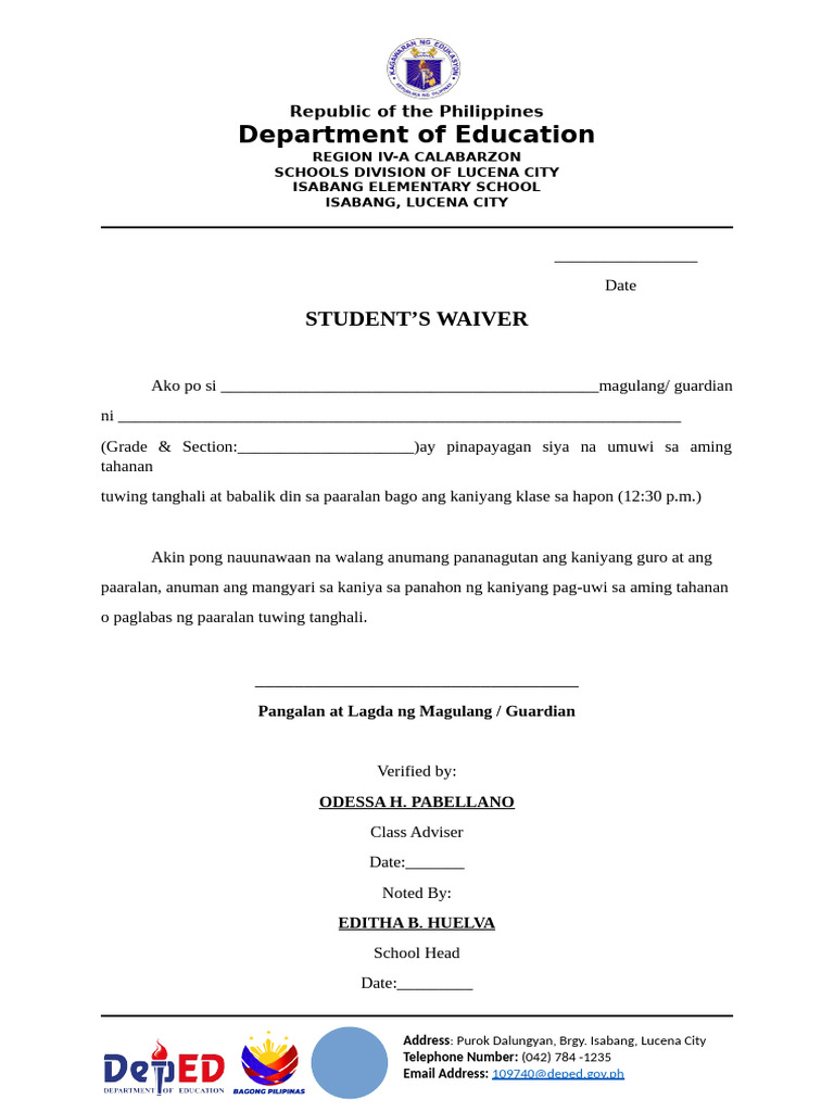 PARENTS WAIVER | PDF