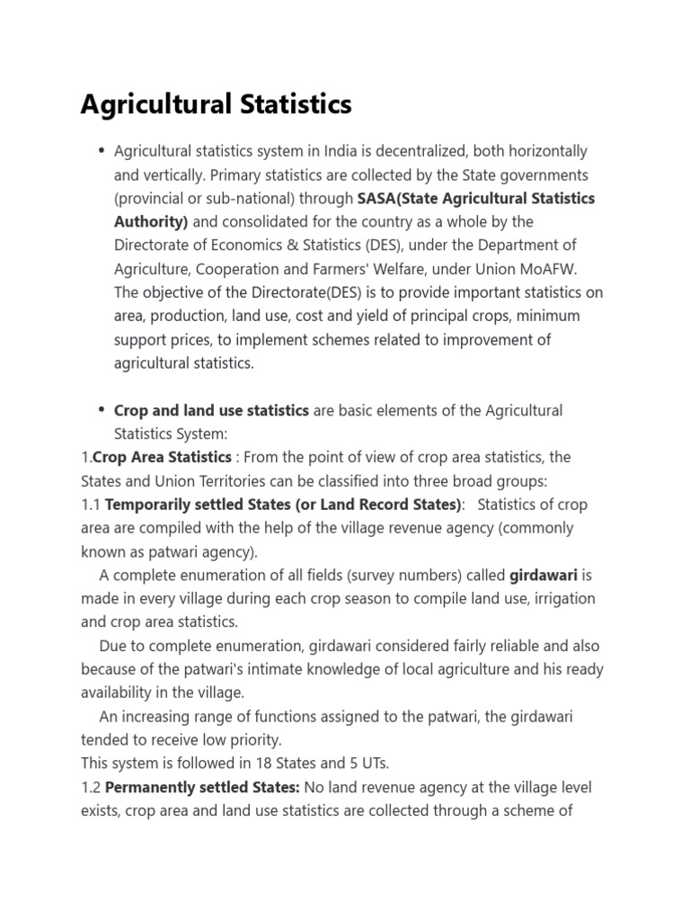 Agricultural Statistics Overview 2023-24 | PDF | Census | Agriculture