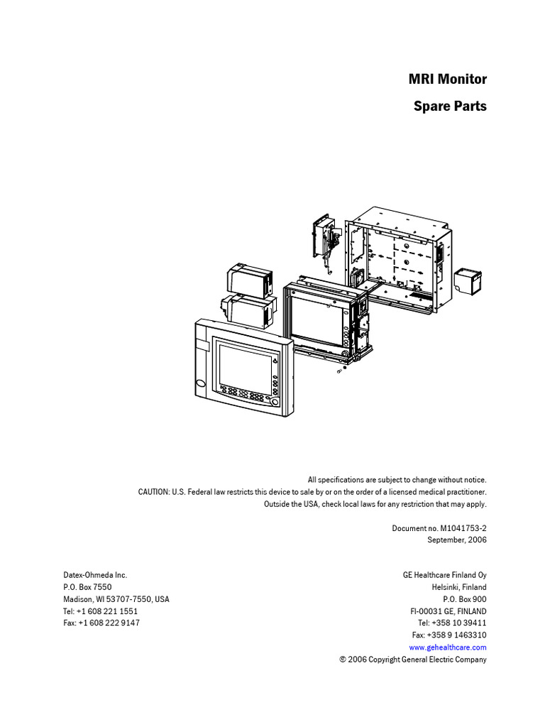 MRI_spareparts_M1041753-2_scr | PDF | Screw | Electrical Connector