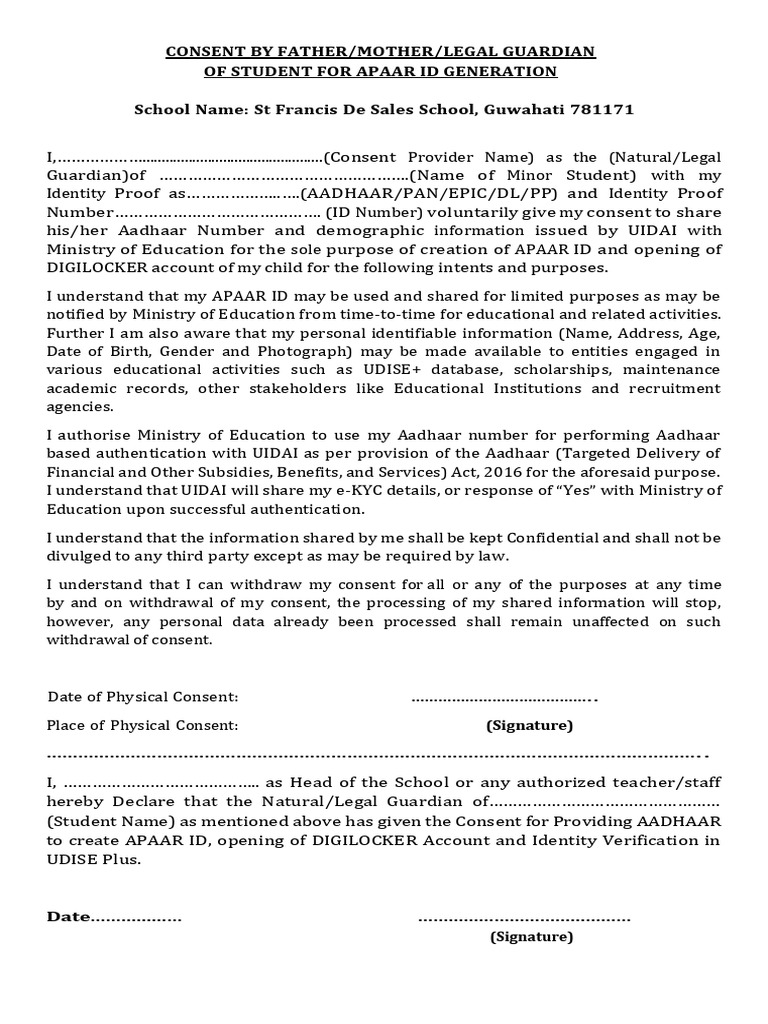 APAAR CONSENT FORM New | PDF | Justice | Crime & Violence