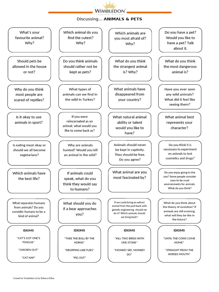 Animals and Pets Conversation Topics Dialogs - 145392 | PDF | Pet | Zoo