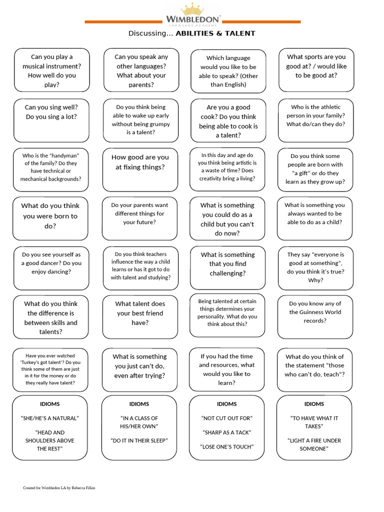 Abilities and Talent Conversation Topics Dialogs - 144780 | PDF