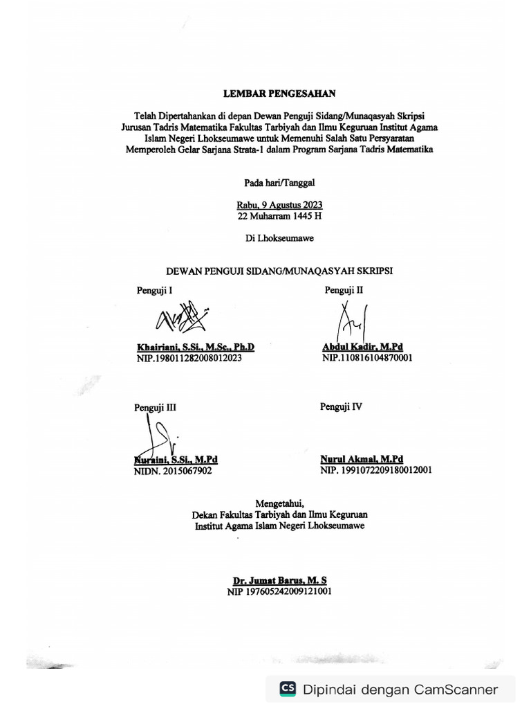 Lembar Pengesahan Skripsi | PDF