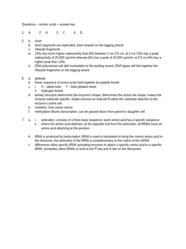 Answer_key_-_HL_questions_on_nucleic_acids | PDF