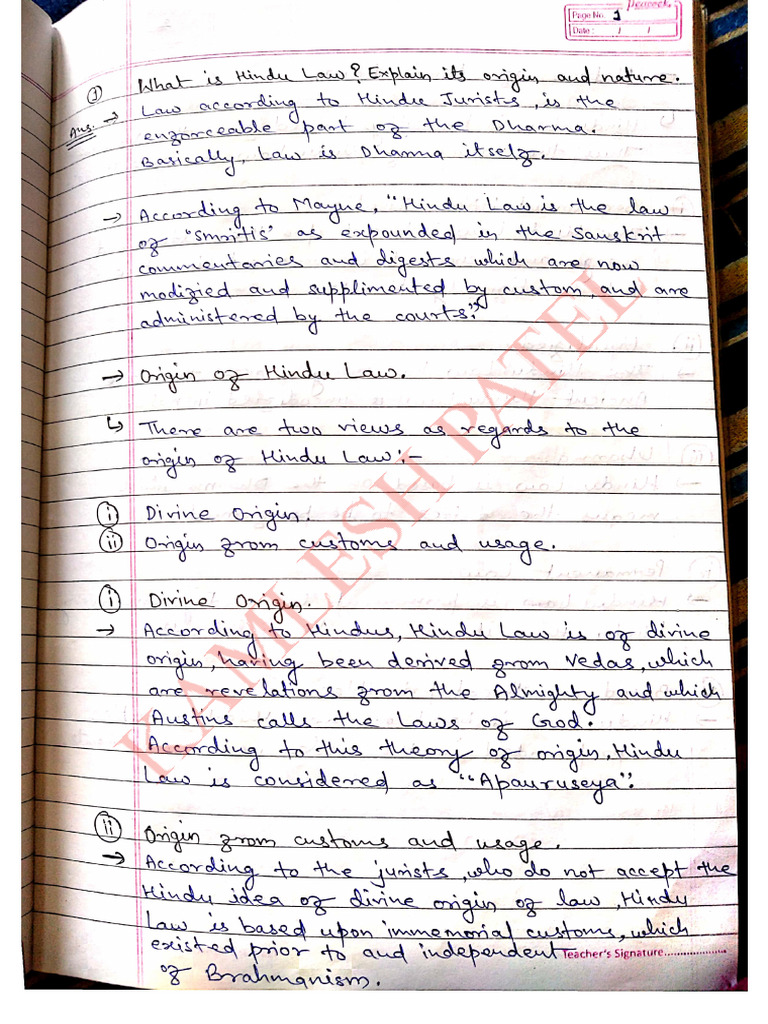 Hindu Law Notes by KAMLESH PATEL | PDF
