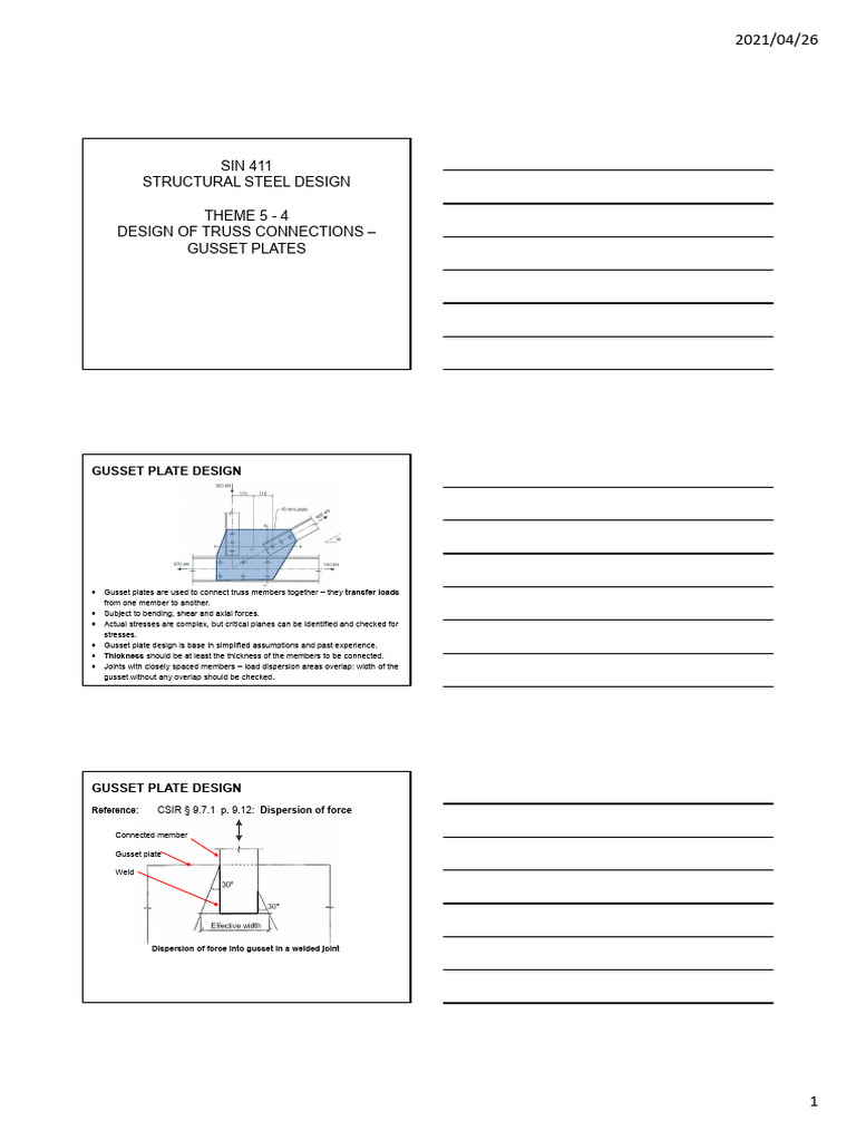 Gusset Plate Design for Truss Connections | PDF | Bending | Applied And Interdisciplinary Physics