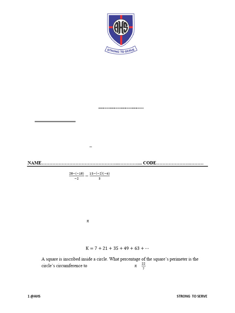 2023 National Mathematics Contest Paper | PDF | Area | Mathematics