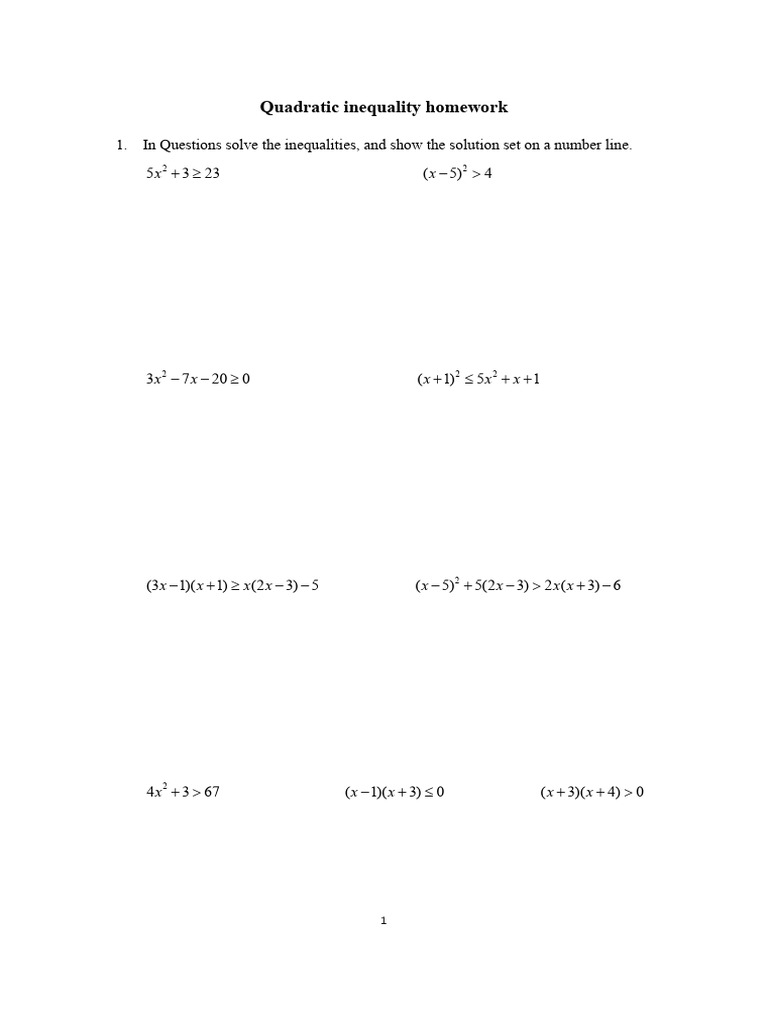 5-Quadratic Inequality Homework | PDF