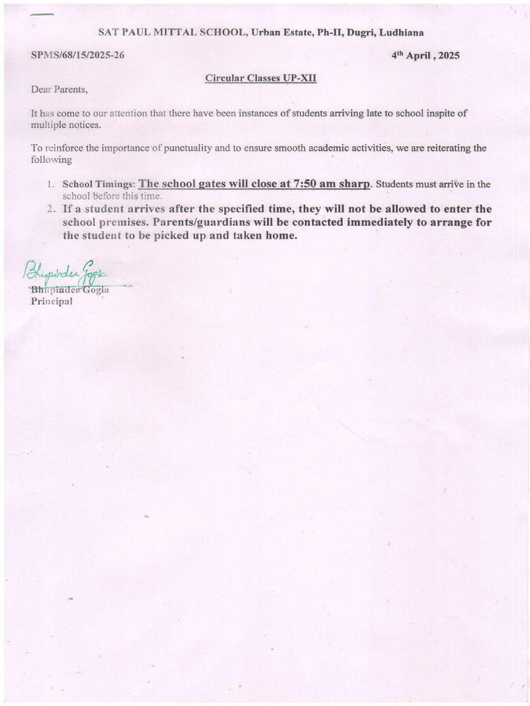 Late Arrival Policy for Students | PDF