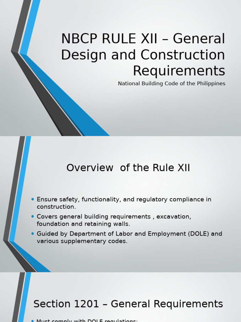NBCP RULE XII General Design and Construction Requirements | PDF