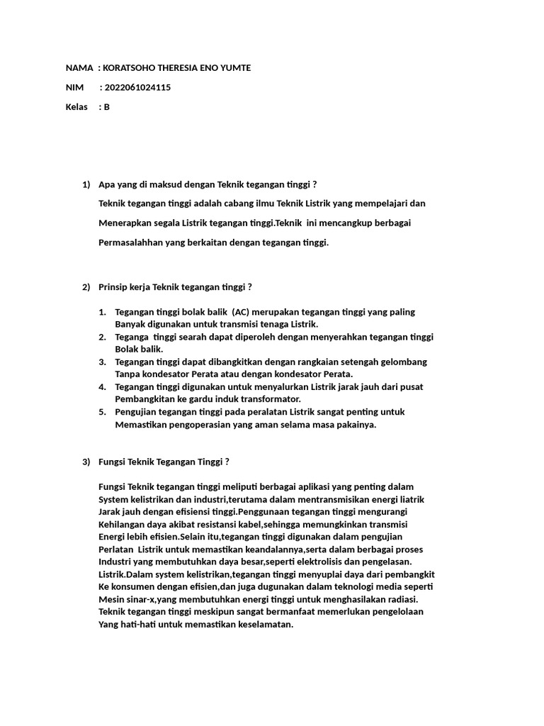 tugas 1 teknik tegangan tinggi | PDF