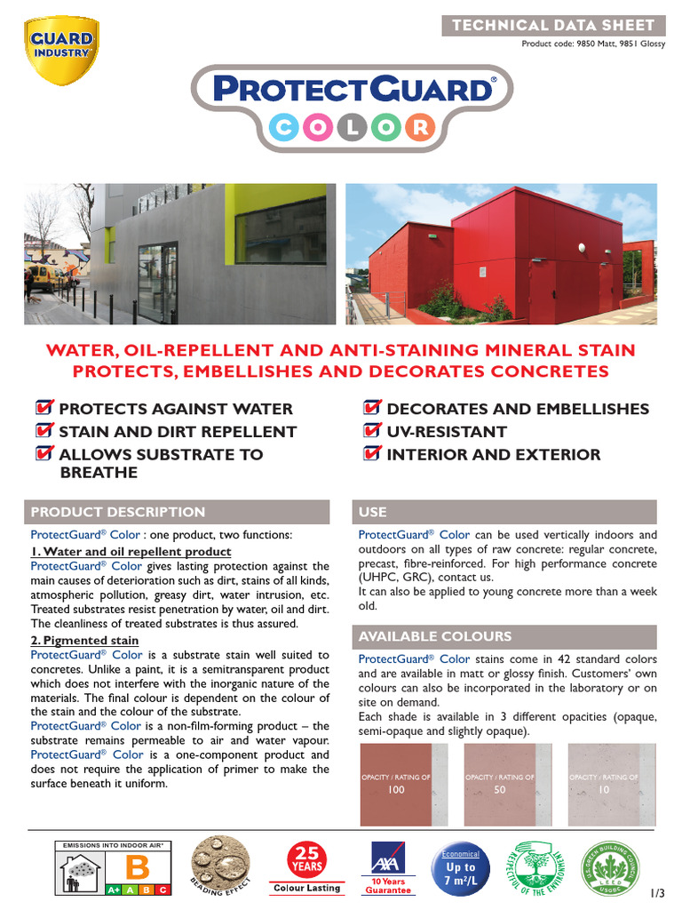 Tds 9850 Protectguard Color en 230214 | PDF | Concrete | Materials