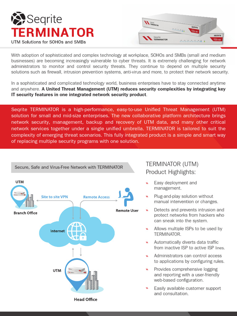 Seqrite TERMINATOR UTM Overview | PDF | Virtual Private Network | Security