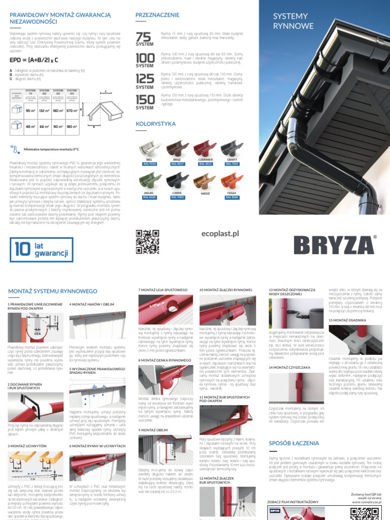 BRYZA Rynny PVC INSTRUKCJA I ULOTKA PRODUKTOWA | PDF